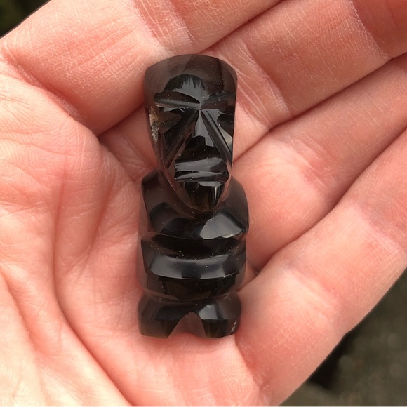 Jewelry | Mexican Aztec Mayan Tiki God Carved Obsidian Black Stone ...